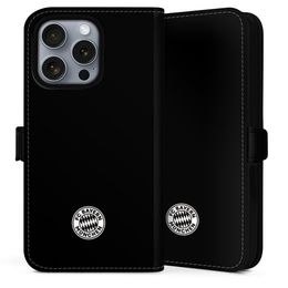DeinDesign iPhone 16 Pro Max Handy Klapph&uuml;lle Handyh&uuml;lle aus Kunst Leder schwarz Flip Case Official Licensed Product Fcb Fc Bayern M&uuml;nchen Sideflip mit Lasche