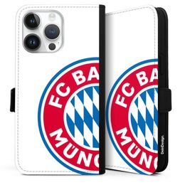 DeinDesign iPhone 14 Pro Max Handy Klapph&uuml;lle Handyh&uuml;lle aus Kunst Leder schwarz Flip Case Logo Fc Bayern M&uuml;nchen Fcb Sideflip mit Lasche