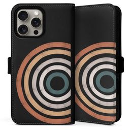 DeinDesign iPhone 16 Pro Handy Klapph&uuml;lle Handyh&uuml;lle aus Kunst Leder schwarz Flip Case Circle Rainbow Water Colour Sideflip mit Lasche