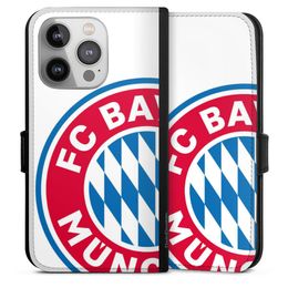 DeinDesign iPhone 14 Pro Handy Klapph&uuml;lle Handyh&uuml;lle aus Kunst Leder schwarz Flip Case Logo Fc Bayern M&uuml;nchen Fcb Sideflip mit langer Lasche