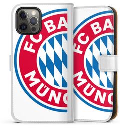 DeinDesign iPhone 12 Pro Max Handy Klapph&uuml;lle Handyh&uuml;lle aus Kunst Leder wei&szlig; Flip Case Logo Fc Bayern M&uuml;nchen Fcb Sideflip mit Lasche