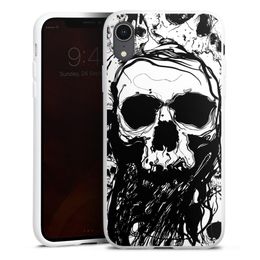 DeinDesign iPhone Xr Handy Silikon H&uuml;lle Case wei&szlig; Handyh&uuml;lle Totenkopf Skulls Halloween Silikon Case