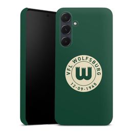 DeinDesign Galaxy A55 5G Handy Premium Case Smartphone Handyh&uuml;lle Schutzh&uuml;lle gl&auml;nzend 80 Jahre Vfl Wolfsburg Official Licensed Product Premium Case