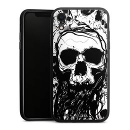 DeinDesign iPhone Xr Handy Premium Silikon H&uuml;lle Handyh&uuml;lle schwarz Case Totenkopf Skulls Halloween Silikon Premium Case