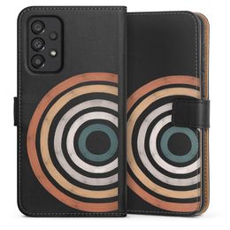 DeinDesign Galaxy A33 5G Handy Klapph&uuml;lle Handyh&uuml;lle aus Kunst Leder schwarz Flip Case Circle Rainbow Water Colour Sideflip mit langer Lasche