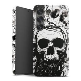 DeinDesign Galaxy S25 Handy Premium Case Smartphone Handyh&uuml;lle Schutzh&uuml;lle gl&auml;nzend Totenkopf Skulls Halloween Premium Case