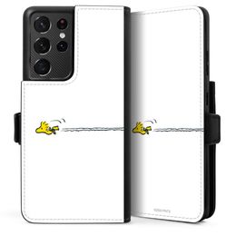 DeinDesign Galaxy S21 Ultra 5G Handy Klapph&uuml;lle Handyh&uuml;lle aus Kunst Leder schwarz Flip Case Peanuts Official Licensed Product Children Sideflip mit Lasche
