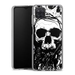 DeinDesign Galaxy A12 Handy Silikon H&uuml;lle Case transparent Handyh&uuml;lle Halloween Totenkopf Skulls Silikon Case