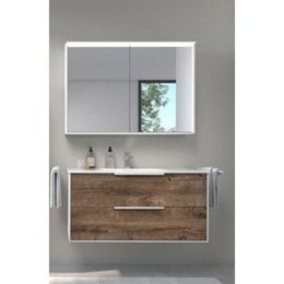 Artiqua Serie 774 Badm&ouml;bel-Set mit Spiegelschrank 80 cm 774B2281MSMS3 Waschtisch mit Unterschrank, Schwarz Matt