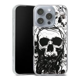DeinDesign iPhone 16 Pro Handy Silikon H&uuml;lle Case transparent Handyh&uuml;lle Totenkopf Skulls Halloween Silikon Case