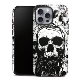 DeinDesign iPhone 16 Pro Max Handy Panzer Handyh&uuml;lle robuste Outdoor H&uuml;lle Schutzh&uuml;lle gl&auml;nzend Totenkopf Skulls Halloween Tough Case