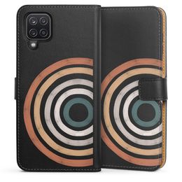 DeinDesign Galaxy A12 Handy Klapph&uuml;lle Handyh&uuml;lle aus Kunst Leder schwarz Flip Case Circle Rainbow Water Colour Sideflip mit langer Lasche