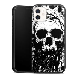 DeinDesign iPhone 12 mini Handy Premium Silikon H&uuml;lle Handyh&uuml;lle schwarz Case Totenkopf Skulls Halloween Silikon Premium Case