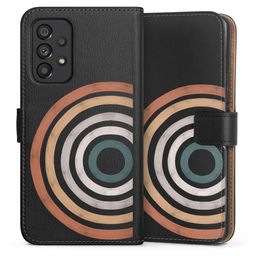 DeinDesign Galaxy A53 5G Handy Klapph&uuml;lle Handyh&uuml;lle aus Kunst Leder schwarz Flip Case Circle Rainbow Water Colour Sideflip mit langer Lasche