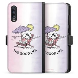 DeinDesign Galaxy A70 Handy Klapph&uuml;lle Handyh&uuml;lle aus Kunst Leder schwarz Flip Case Snoopy Official Licensed Product Peanuts Sideflip mit Lasche