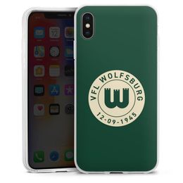 DeinDesign iPhone Xs Max Handy Silikon H&uuml;lle Case transparent Handyh&uuml;lle 80 Jahre Vfl Wolfsburg Official Licensed Product Silikon Case