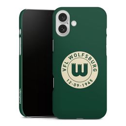 DeinDesign iPhone 16 Plus Handy Premium Case Smartphone Handyh&uuml;lle Schutzh&uuml;lle matt 80 Jahre Vfl Wolfsburg Official Licensed Product Premium Case