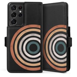 DeinDesign Galaxy S21 Ultra 5G Handy Klapph&uuml;lle Handyh&uuml;lle aus Kunst Leder schwarz Flip Case Circle Rainbow Water Colour Sideflip mit Lasche