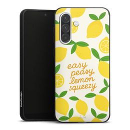 DeinDesign Galaxy A36 5G Handy Premium Silikon H&uuml;lle Handyh&uuml;lle schwarz Case Spruch Statement Lemon Silikon Premium Case