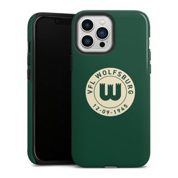 DeinDesign iPhone 13 Pro Max Handy Panzer Handyh&uuml;lle robuste Outdoor H&uuml;lle Schutzh&uuml;lle gl&auml;nzend 80 Jahre Vfl Wolfsburg Official Licensed Product Tough Case