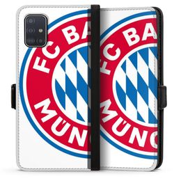 DeinDesign Galaxy A51 Handy Klapph&uuml;lle Handyh&uuml;lle aus Kunst Leder schwarz Flip Case Logo Fc Bayern M&uuml;nchen Fcb Sideflip mit Lasche
