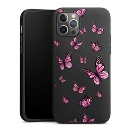 DeinDesign iPhone 12 Pro Handy Premium Silikon H&uuml;lle Handyh&uuml;lle schwarz Case Muster Butterfly Motiv Ohne Hintergrund Silikon Premium Case