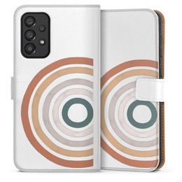 DeinDesign Galaxy A33 5G Handy Klapph&uuml;lle Handyh&uuml;lle aus Kunst Leder wei&szlig; Flip Case Circle Rainbow Water Colour Sideflip mit Lasche