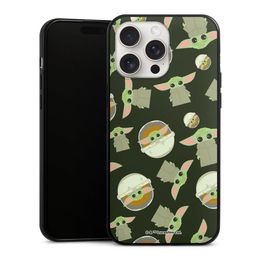 DeinDesign iPhone 15 Pro Max Handy Slim Case extra d&uuml;nn Silikon Handyh&uuml;lle schwarz H&uuml;lle Official Licensed Product Star Wars Muster Baby Yoda Silikon Slim Case