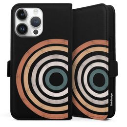 DeinDesign iPhone 14 Pro Max Handy Klapph&uuml;lle Handyh&uuml;lle aus Kunst Leder schwarz Flip Case Circle Rainbow Water Colour Sideflip mit Lasche
