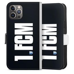 DeinDesign iPhone 12 Pro Handy Klapph&uuml;lle Handyh&uuml;lle aus Kunst Leder wei&szlig; Flip Case 1. Fcm 1. Fc Magdeburg Official Licensed Product Sideflip mit Lasche