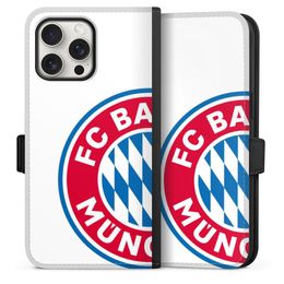 DeinDesign iPhone 15 Pro Max Handy Klapph&uuml;lle Handyh&uuml;lle aus Kunst Leder schwarz Flip Case Logo Fc Bayern M&uuml;nchen Fcb Sideflip mit Lasche