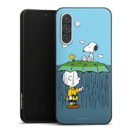 DeinDesign Galaxy A36 5G Handy Premium Silikon H&uuml;lle Handyh&uuml;lle schwarz Case Peanuts Children Snoopy Silikon Premium Case