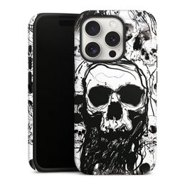 DeinDesign iPhone 15 Pro Handy Panzer Handyh&uuml;lle robuste Outdoor H&uuml;lle Schutzh&uuml;lle matt Totenkopf Skulls Halloween Tough Case