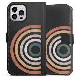 DeinDesign iPhone 13 Pro Max Handy Klapph&uuml;lle Handyh&uuml;lle aus Kunst Leder schwarz Flip Case Circle Rainbow Water Colour Sideflip mit langer Lasche