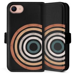 DeinDesign iPhone 16e Handy Klapph&uuml;lle Handyh&uuml;lle aus Kunst Leder schwarz Flip Case Circle Rainbow Water Colour Sideflip mit Lasche