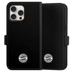 DeinDesign iPhone 15 Pro Max Handy Klapph&uuml;lle Handyh&uuml;lle aus Kunst Leder schwarz Flip Case Official Licensed Product Fcb Fc Bayern M&uuml;nchen Sideflip mit Lasche