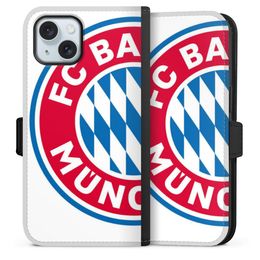 DeinDesign iPhone 15 Handy Klapph&uuml;lle Handyh&uuml;lle aus Kunst Leder schwarz Flip Case Logo Fc Bayern M&uuml;nchen Fcb Sideflip mit Lasche