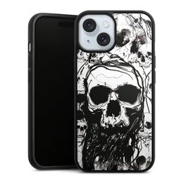 DeinDesign iPhone 15 Handy Gallery Case Handyh&uuml;lle 9H Geh&auml;rtetes Glas R&uuml;ckseite H&uuml;lle Totenkopf Skulls Halloween Gallery Case