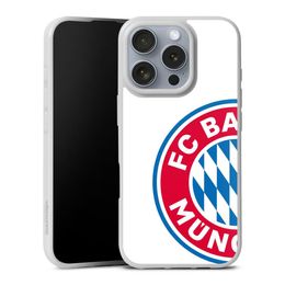 DeinDesign iPhone 16 Pro Handy Silikon H&uuml;lle Case wei&szlig; Handyh&uuml;lle Logo Fc Bayern M&uuml;nchen Fcb Silikon Case