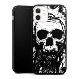 DeinDesign iPhone 12 mini Handy Slim Case extra d&uuml;nn Silikon Handyh&uuml;lle schwarz H&uuml;lle Totenkopf Skulls Halloween Silikon Slim Case