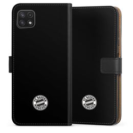 DeinDesign Galaxy A22 5G Handy Klapph&uuml;lle Handyh&uuml;lle aus Kunst Leder schwarz Flip Case Fc Bayern M&uuml;nchen Fcb Official Licensed Product Sideflip mit langer Lasche