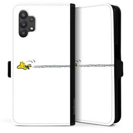 DeinDesign Galaxy A32 5G Handy Klapph&uuml;lle Handyh&uuml;lle aus Kunst Leder schwarz Flip Case Peanuts Children Official Licensed Product Sideflip mit langer Lasche