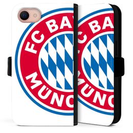 DeinDesign iPhone 16e Handy Klapph&uuml;lle Handyh&uuml;lle aus Kunst Leder schwarz Flip Case Logo Fc Bayern M&uuml;nchen Fcb Sideflip mit Lasche
