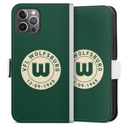 DeinDesign iPhone 12 Pro Handy Klapph&uuml;lle Handyh&uuml;lle aus Kunst Leder wei&szlig; Flip Case 80 Jahre Official Licensed Product Vfl Wolfsburg Sideflip mit Lasche