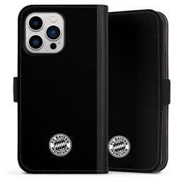 DeinDesign iPhone 13 Pro Handy Klapph&uuml;lle Handyh&uuml;lle aus Kunst Leder schwarz Flip Case Official Licensed Product Fcb Fc Bayern M&uuml;nchen Sideflip mit Lasche