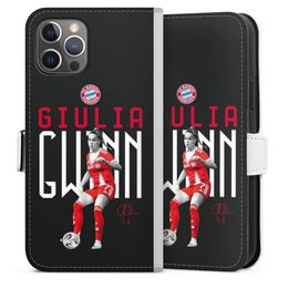 DeinDesign iPhone 12 Pro Handy Klapph&uuml;lle Handyh&uuml;lle aus Kunst Leder wei&szlig; Flip Case Fc Bayern M&uuml;nchen Giulia Gwinn Official Licensed Product Sideflip mit Lasche