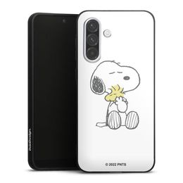 DeinDesign Galaxy A36 5G Handy Premium Silikon H&uuml;lle Handyh&uuml;lle schwarz Case Snoopy Love Peanuts Silikon Premium Case