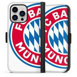 DeinDesign iPhone 13 Pro Handy Klapph&uuml;lle Handyh&uuml;lle aus Kunst Leder schwarz Flip Case Logo Fc Bayern M&uuml;nchen Fcb Sideflip mit Lasche