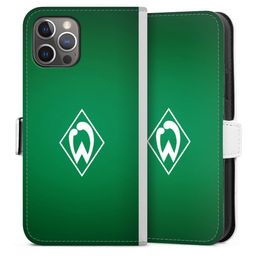 DeinDesign iPhone 12 Pro Handy Klapph&uuml;lle Handyh&uuml;lle aus Kunst Leder wei&szlig; Flip Case Logo Sv Werder Bremen Merchandise Sideflip mit Lasche
