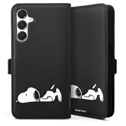 DeinDesign Galaxy A16 5G Handy Klapph&uuml;lle Handyh&uuml;lle aus Kunst Leder schwarz Flip Case Official Licensed Product Snoopy Peanuts Sideflip mit Lasche